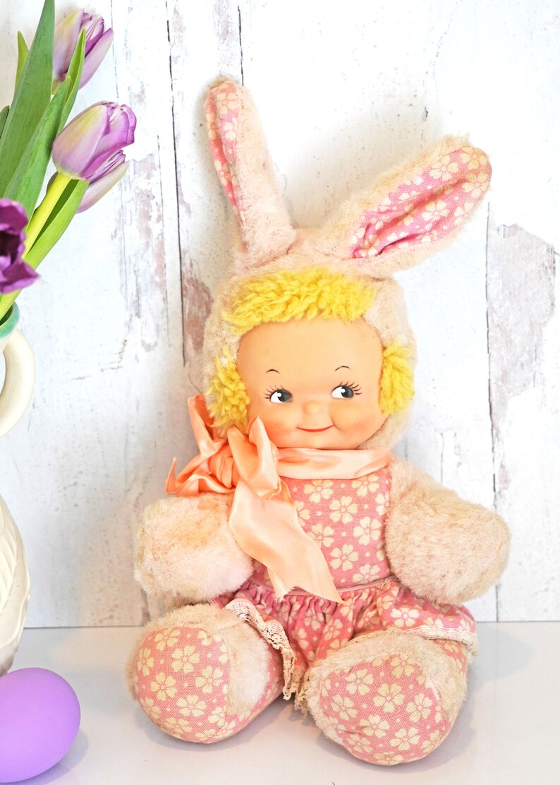 Vintage 1950s Knickerbocker Rubber Face Bunny Girl Doll | Etsy
