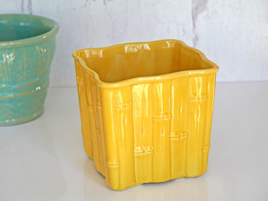 Vintage Shawnee Pottery Square Bamboo Planter, 4066, 6 1/2" X 6 ...