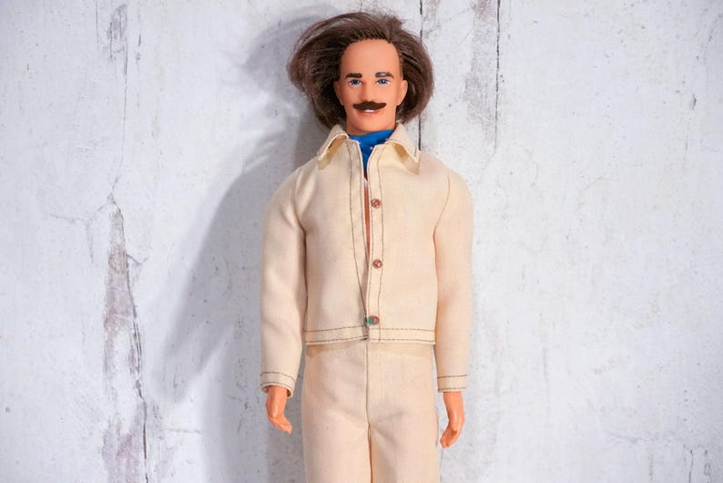 Vintage 1968 Mod Hair Ken, Rooted Long Black Hair, Mustache, Beige ...