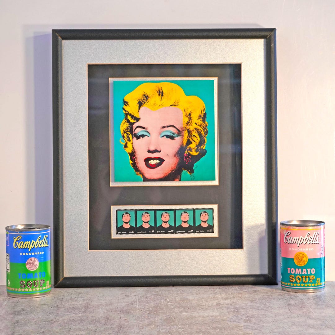 Vintage Andy Warhol Tribute Shadow Box, Framed and Matted, 2002 USPS ...