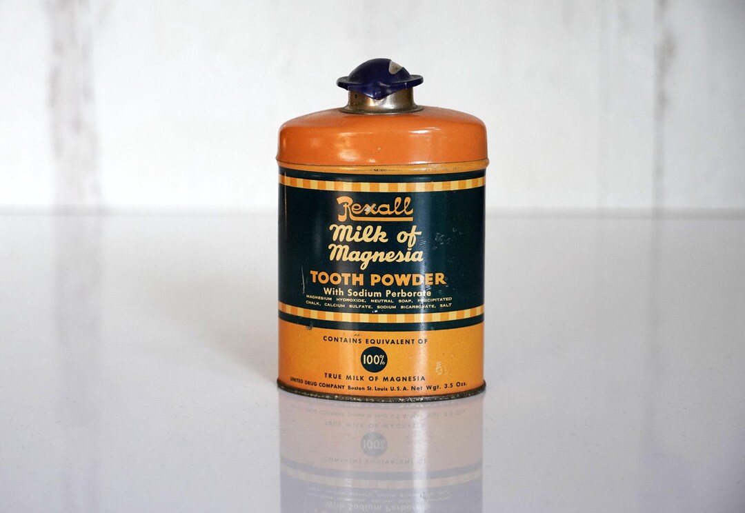 Vintage 1920s - 1930s Orange & Black Rexall Drug Milk of Magnesia Tooth ...