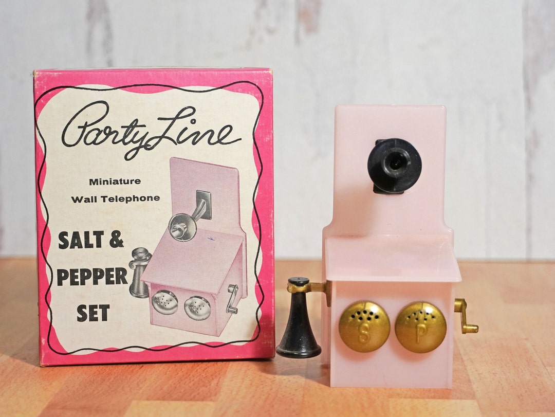 Vintage Pink Lucite Party Line Miniature Wall Hanging Telephone Salt ...