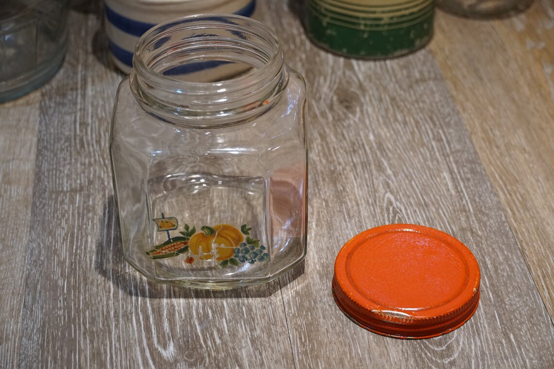 Vintage 1940s Hazel Atlas Glass Small Hoosier Jar Octagon | Etsy