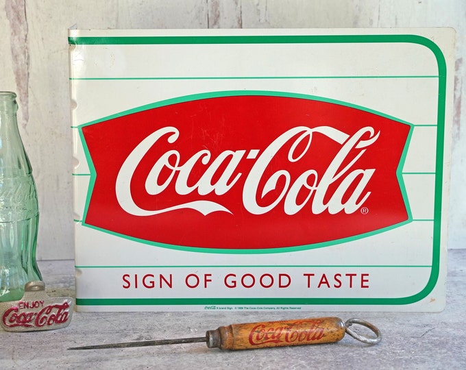 Vintage Double-sided Coca-cola Sign, Flange, Red and Green, Sign of Good Taste, J.V. Reed & Co ...