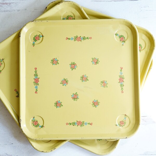 Vintage Tin Lap Trays - Etsy