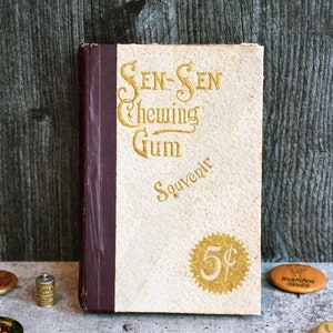 Antique Sen-sen Chewing Gum Souvenir Book Box, 5 Cents, Maroon Spine ...