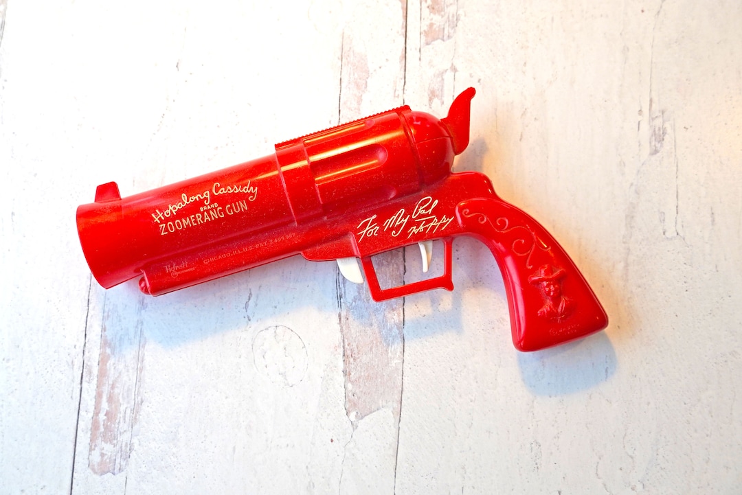 Vintage 1950 Wm Boyd Hopalong Cassidy Zoomerang Gun, Red Toy Pop Gun ...