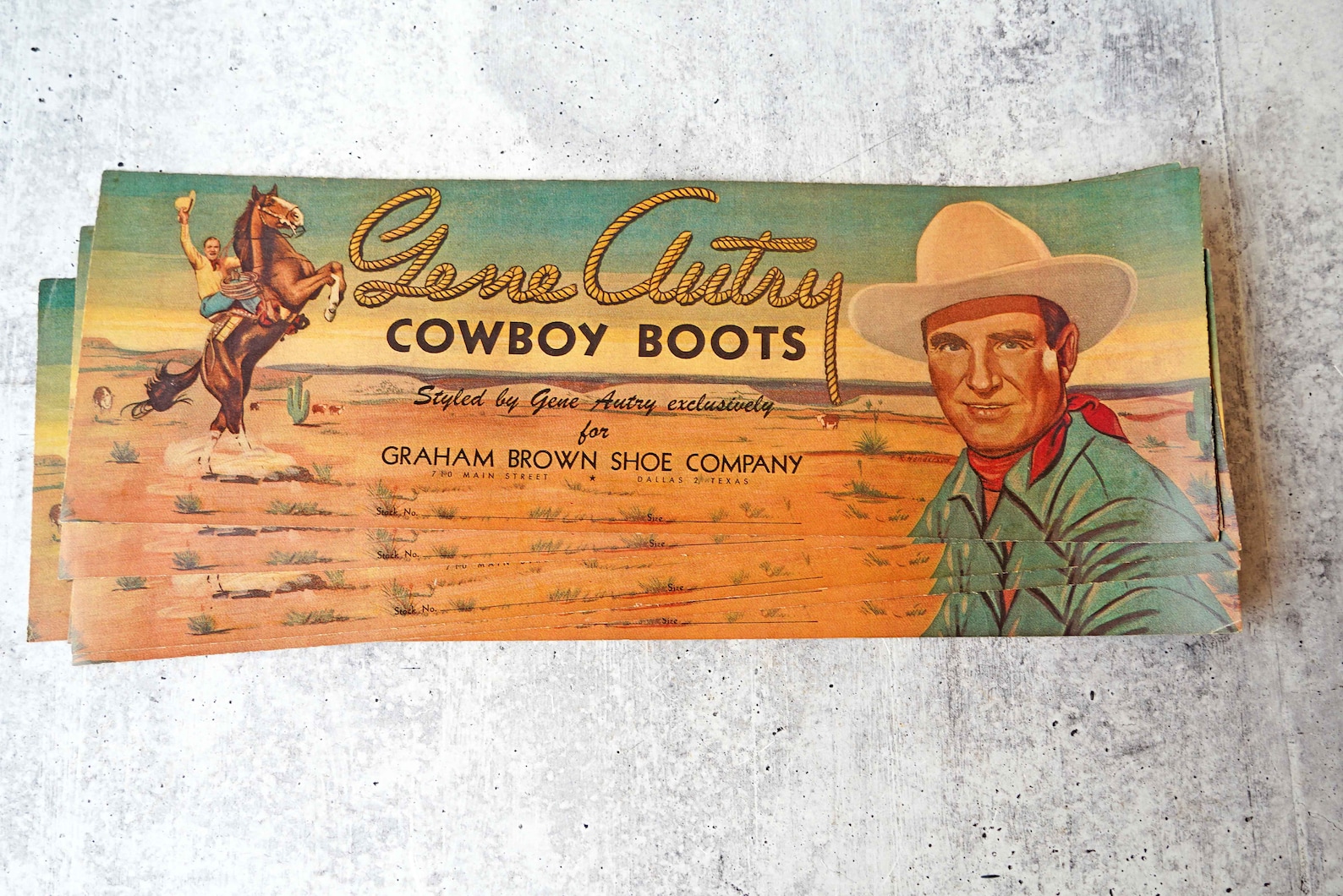 Vintage 1950s Gene Autry Cowboy Boots Box Label New Old - Etsy