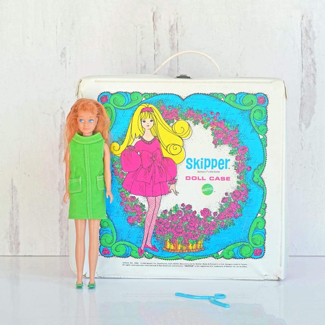 Vintage 1963 Mattel Skipper Doll, Red Hair, Green Shift Dress, Green ...