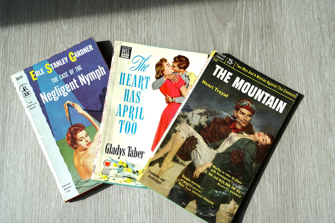 Vintage 1950s Paperback Dime Novels, Romance Covers, Perry Mason ...