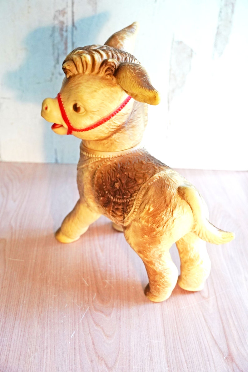 Vintage 1961 Sun Rubber Donkey Squeak Toy 10.75 Curly - Etsy