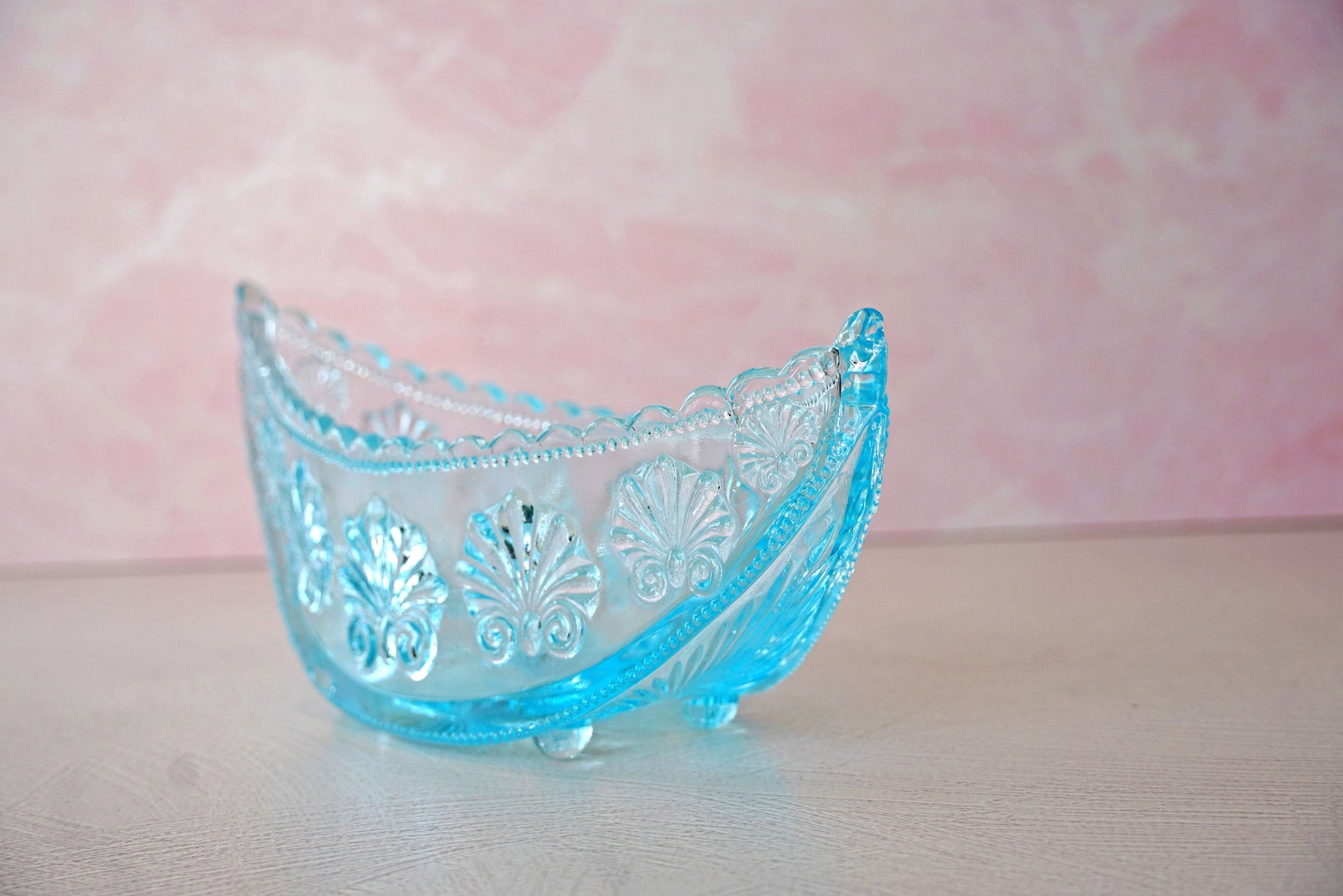 Vintage 1950s LG Wright Glass Aquamarine Blue War of the Roses | Etsy
