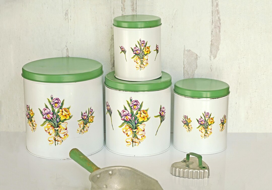 Vintage Repainted Mid Century Ballonoff Nesting Kitchen Canister Set, 4 ...