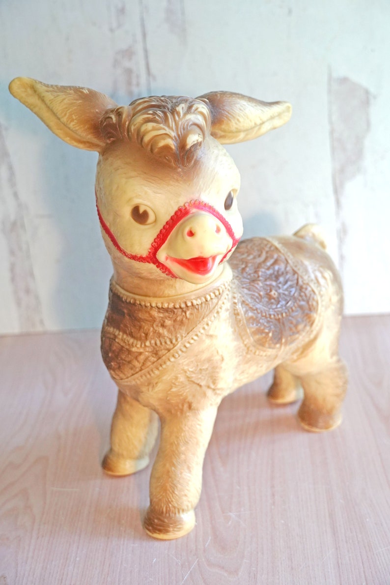 Vintage 1961 Sun Rubber Donkey Squeak Toy 10.75 Curly - Etsy