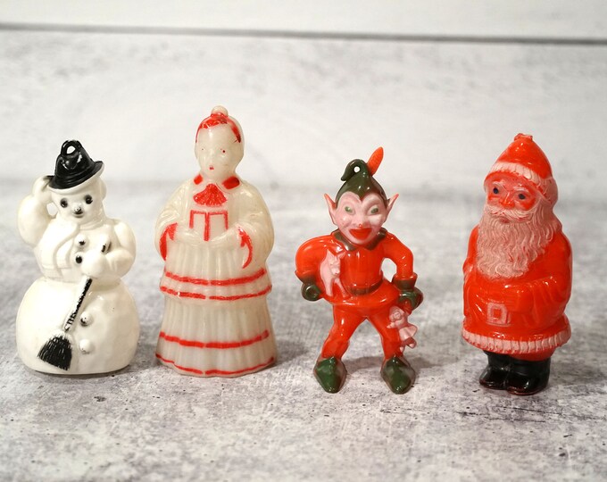 Vintage 1940s - 1950s Celluloid Lot of 4 Christmas Ornaments Santa ...