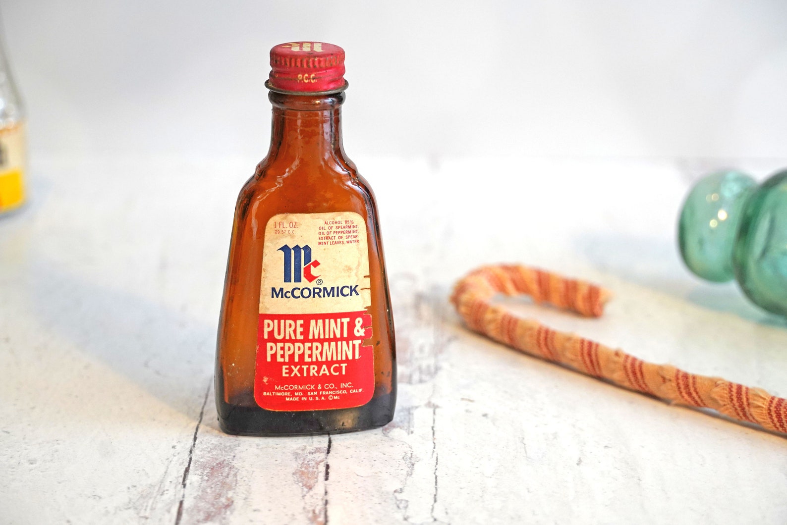 Vintage 1972 Mccormick Pure Mint & Peppermint Extract, Brown Glass ...
