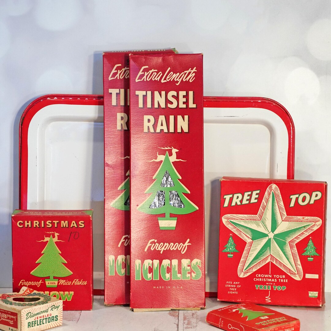 Vintage 1940s Extra Length Tinsel Rain, NOS, Nice Box Condition ...