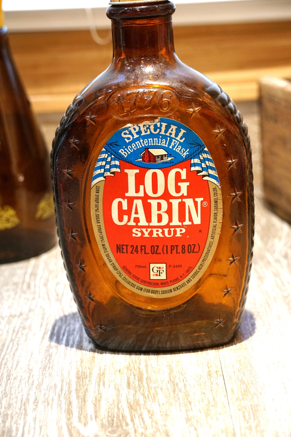 Vintage 1976 Bicentennial Log Cabin Syrup Amber Glass Bottle - Etsy
