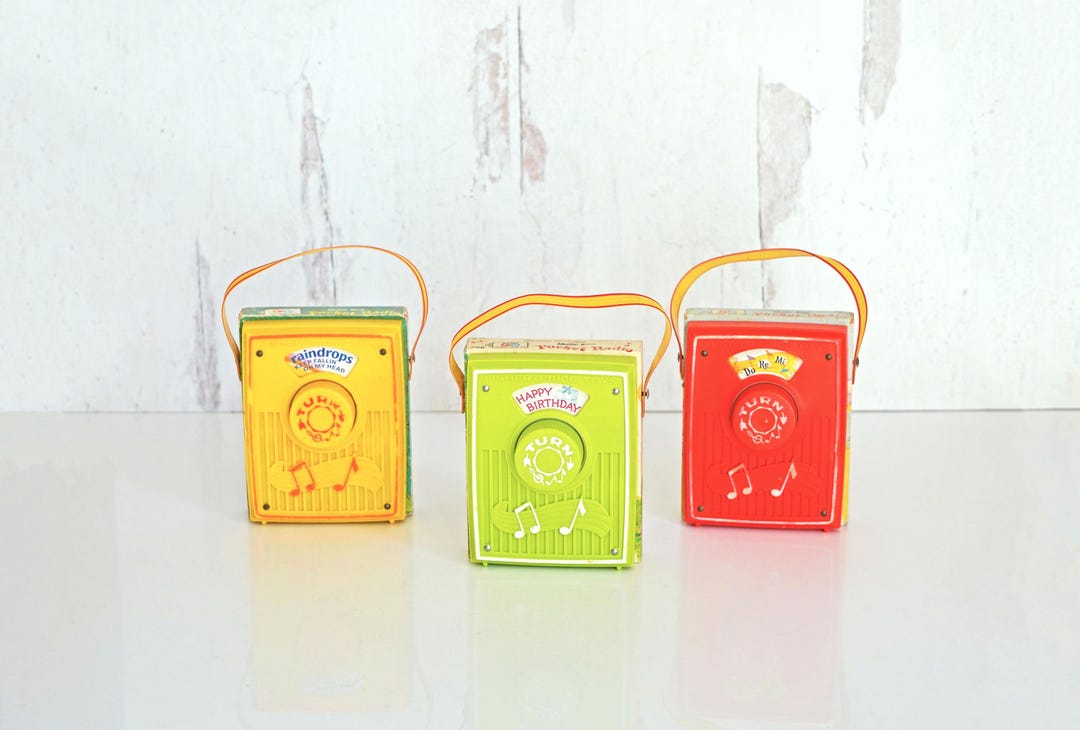 Vintage 1960s-70s Set of 3 Fisher Price Music Box Radios, Plastic Face ...