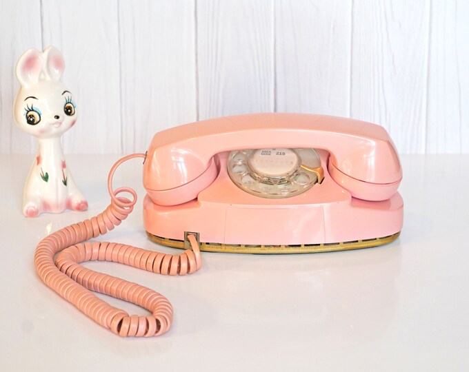 Vintage MCM Western Electric Pink Princess Phone, Rotary Dial, Bell ...
