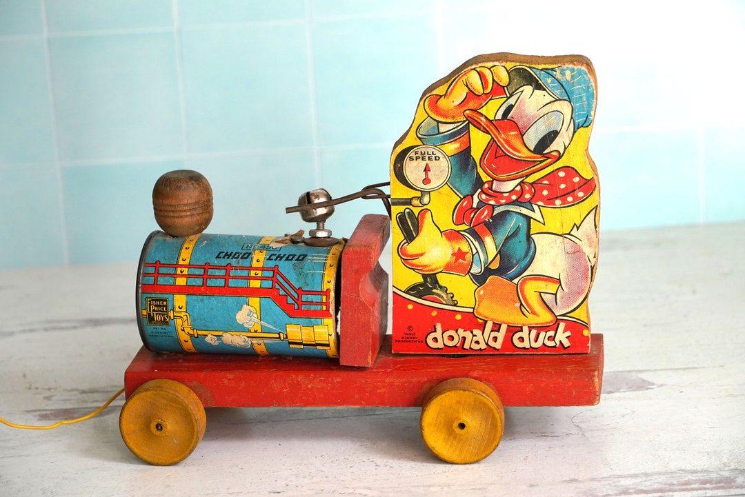 Vintage 1941 Fisher Price Donald Duck Choo Choo Wood Pull Toy - Etsy