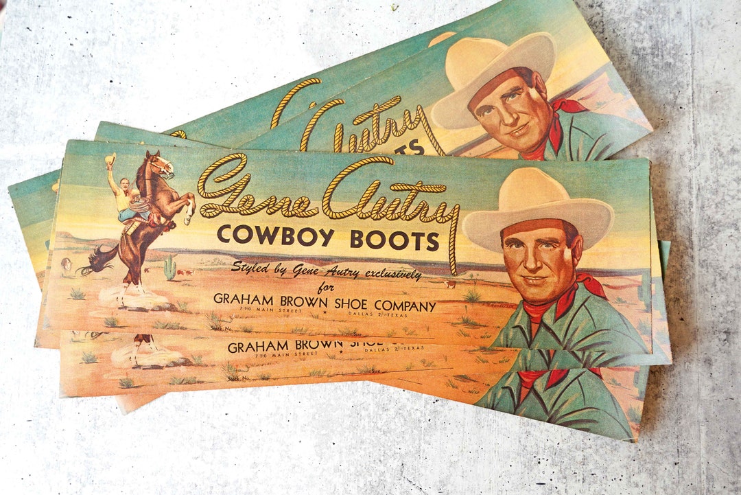 Vintage 1950s Gene Autry Cowboy Boots Box Label, New Old Stock, Styled ...