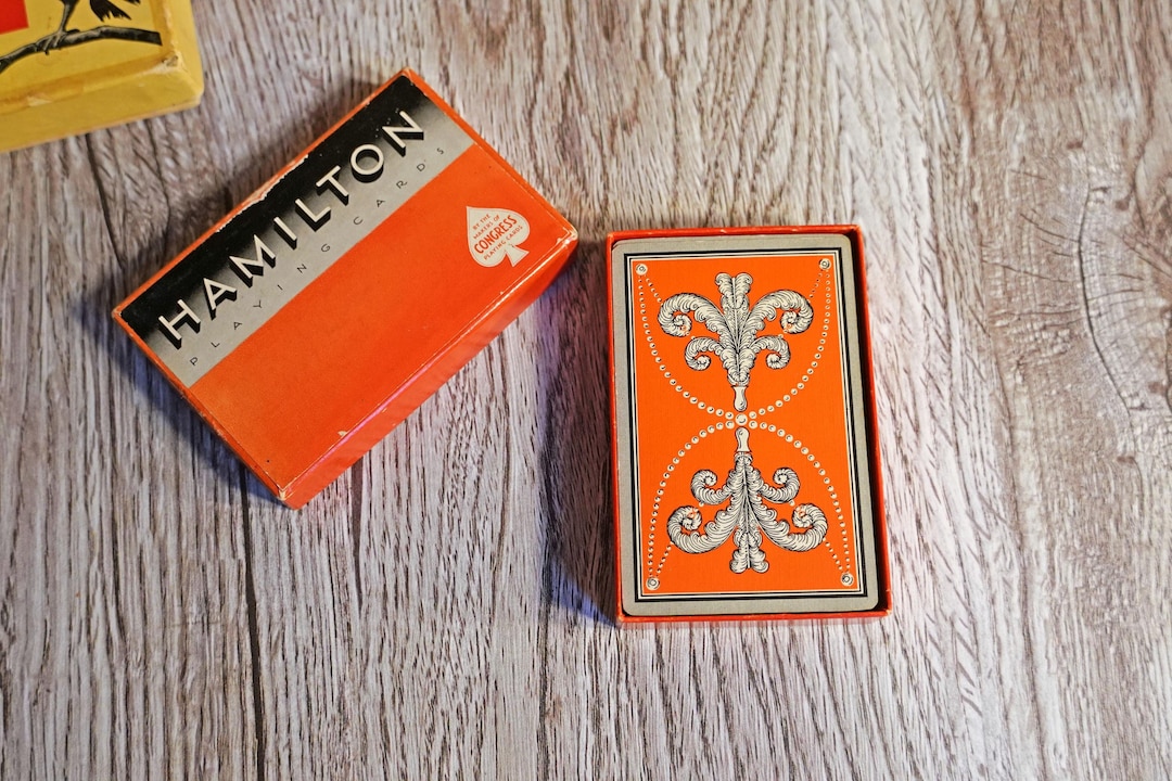 Vintage 1935 Hamilton Orange Playing Cards, Rare Orange & Black ...