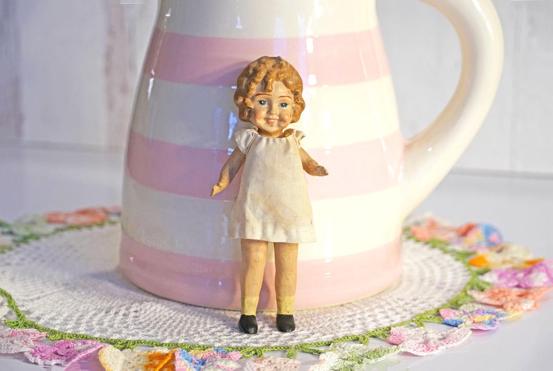 Vintage Bisque Porcelain Jointed Shirley Temple Doll, 4 3/4", Uncle Sam ...