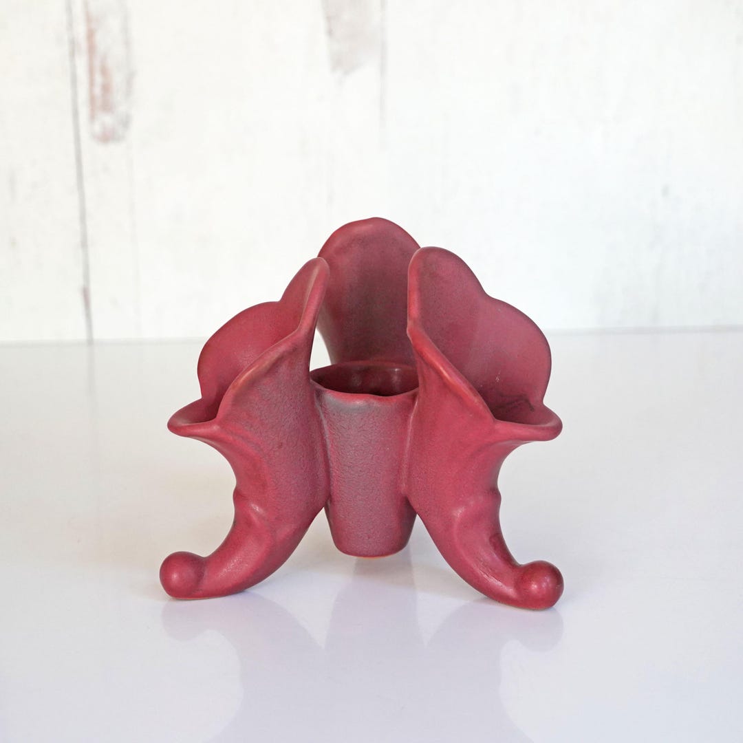 Vintage Van Briggle Pottery Matte Mullberry 3 Horn Bud Vase, Candle ...