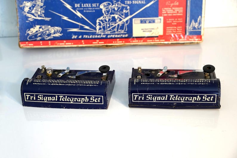 Vintage 1940s Elkay Tin Litho Toy Tri Signal Telegraph Set, Battery ...