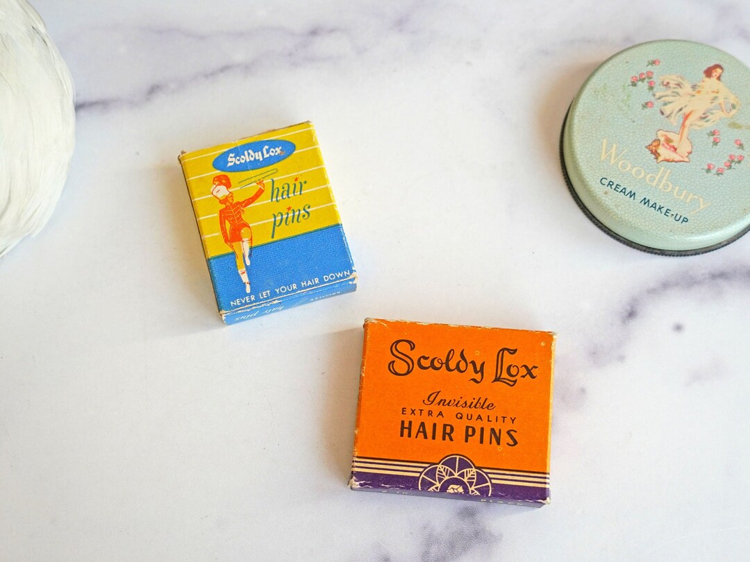 Vintage 1940s Scoldy Lox Hair Pins, Full Boxes, Retro Beauty Products ...