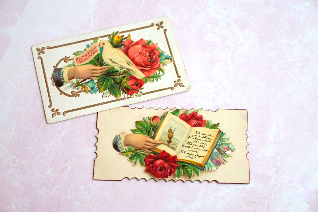Antique Victorian Calling Cards, Pair of Gate Fold, Hidden Name Cards ...