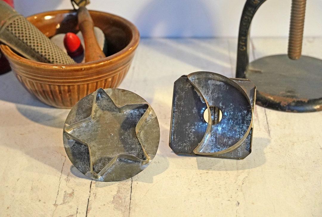 Vintage Primitive Star & Crescent Moon Cookie Cutters ,handles, Pressed ...