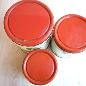 Vintage 1950s Decoware Apple Tin Litho Canister Set, Set of 3 Nesting ...