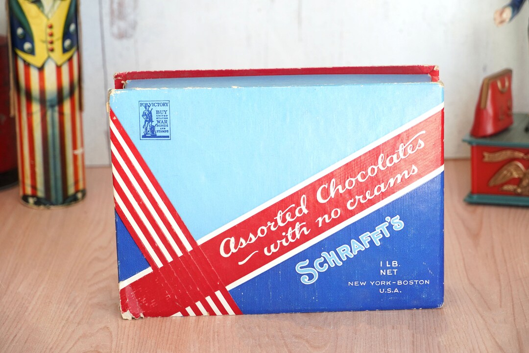 Vintage 1940s Patriotic Schrafft's Chocolate Candy Box, Red, White ...