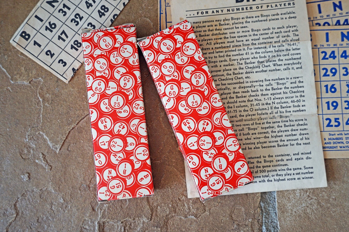 Vintage 1950s Bingo Set for Play Display Assemblage Craft | Etsy