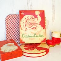 Vintage 1940s Christmas Candy Boxes: Village & Santa Design, Set of 4 ...