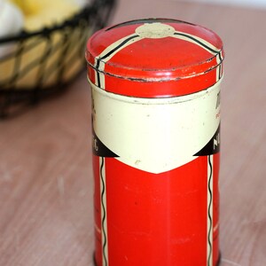 Vintage 1930s Mcness Art Deco Orange & Black Nutmeg Tin, Cylinder Shape ...