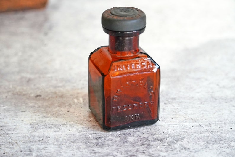 Antique Amber Glass Bristol's Universal Recorder Ink - Etsy