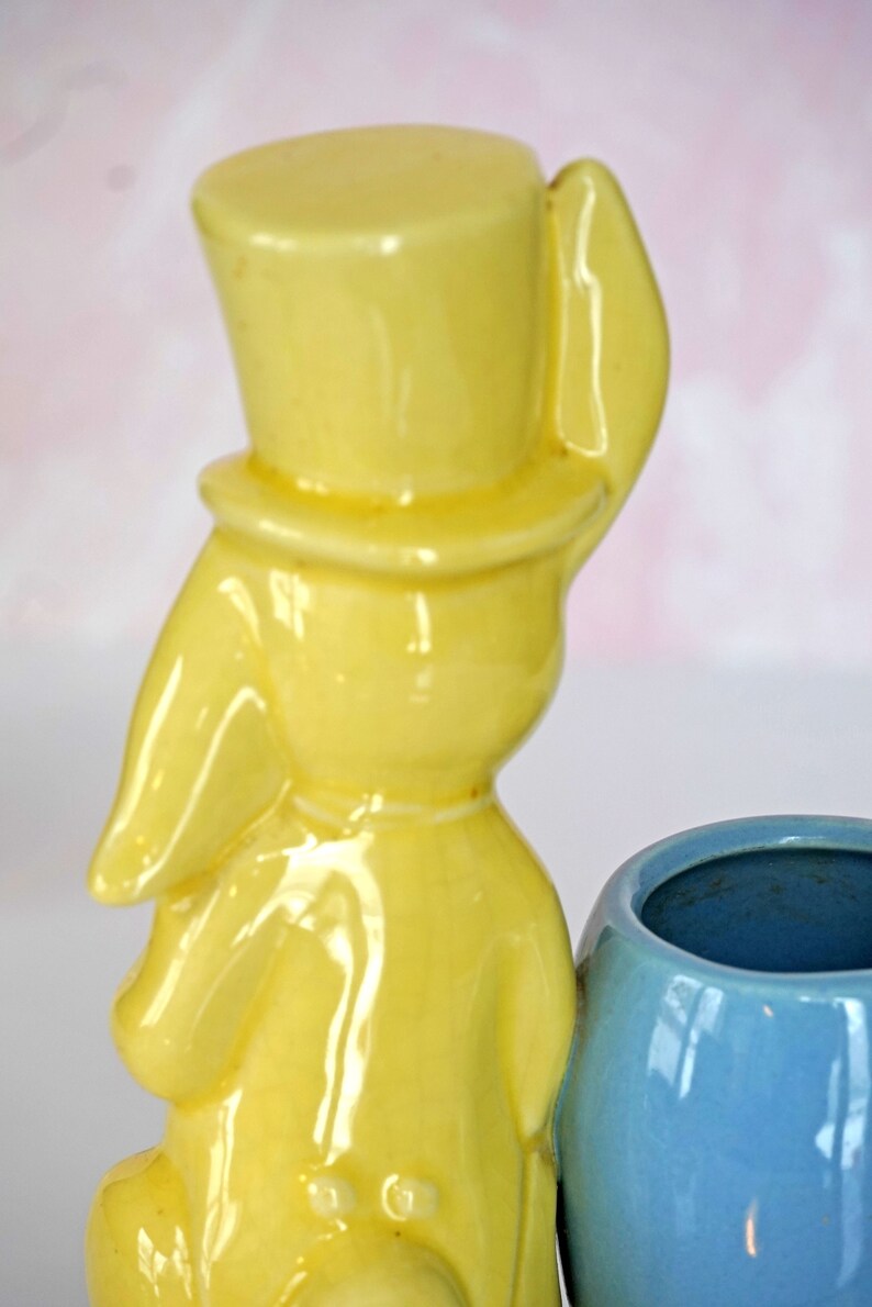 Vintage Morton Ceramic Yellow Rabbit in Top Hat With Blue Egg - Etsy