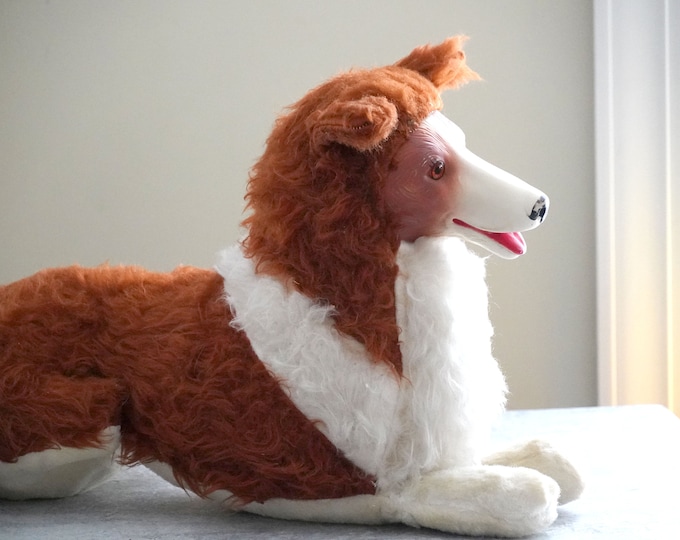 Vintage 1950s - 1960s Stuffed Lassie Dog, Large Plush 19" Long, Rubber ...