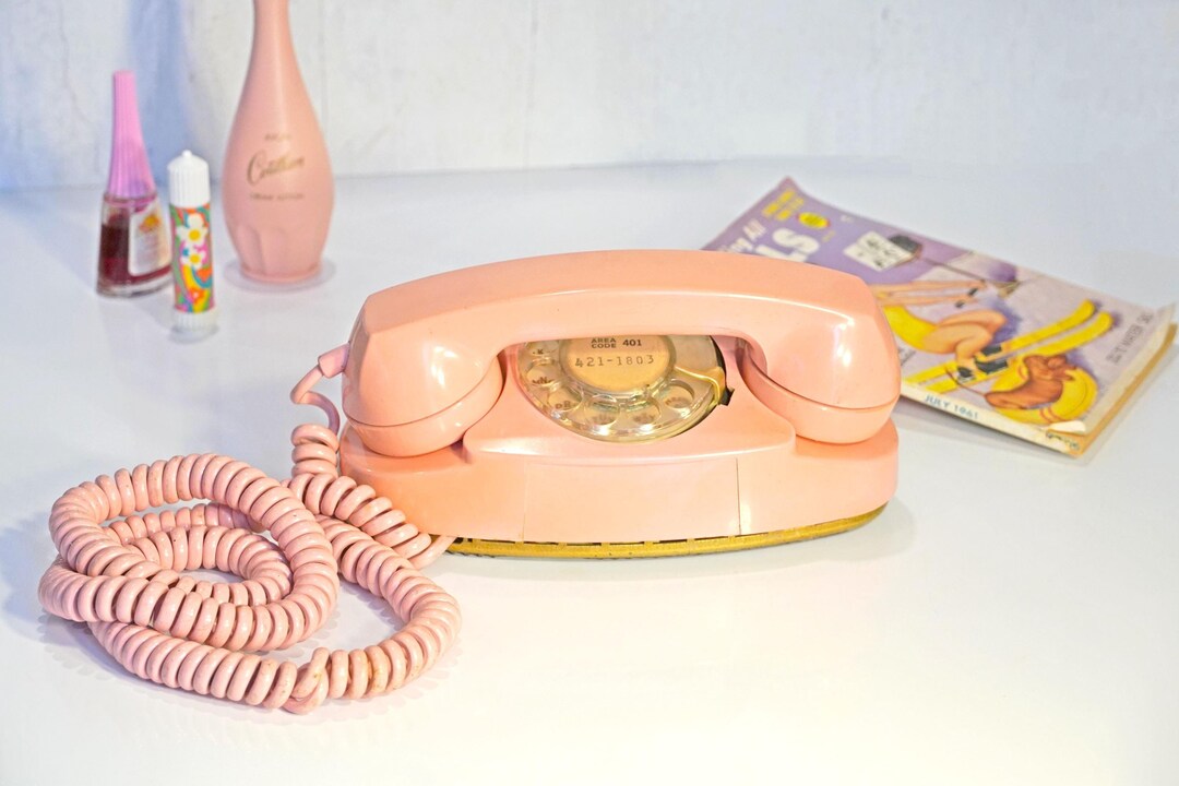 Vintage MCM Western Electric Pink Princess Phone, Rotary Dial, Bell ...