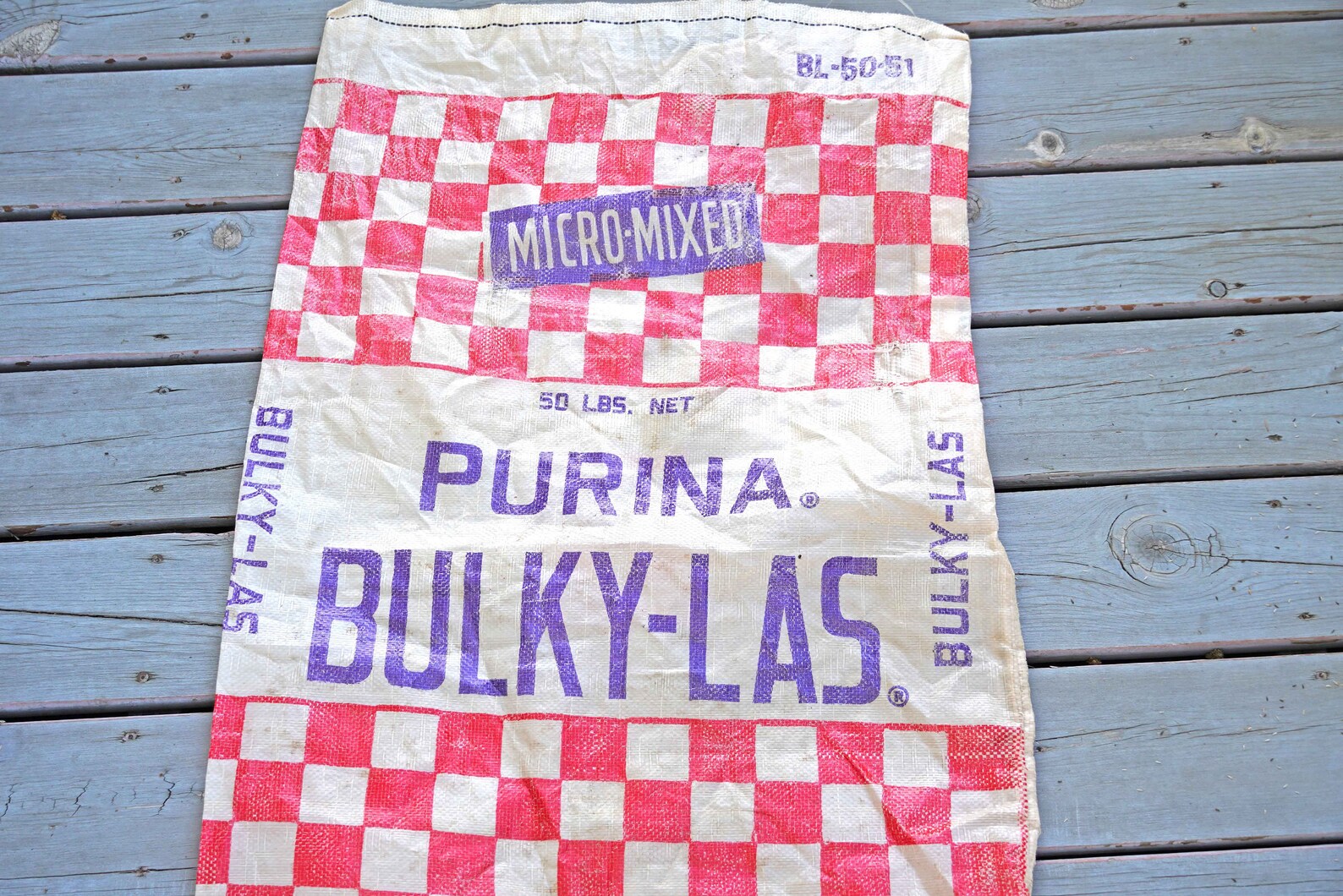 Vintage Purina Micro Mixed Bulky-Las Feed Bag Red & White | Etsy