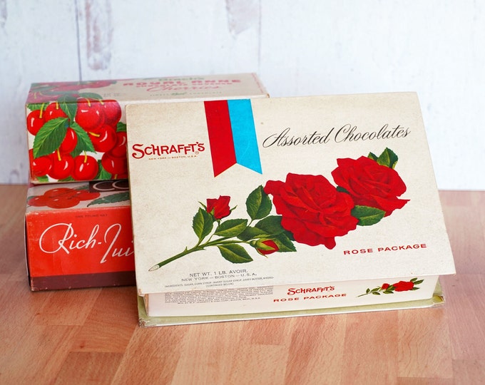 Vintage 1950s Schrafft's Assorted Chocolates 1lb Box, Rose Assortment ...