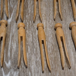 Vintage Round Head Wood Clothes Pins, Smooth Finish, Honey Patina, Some ...