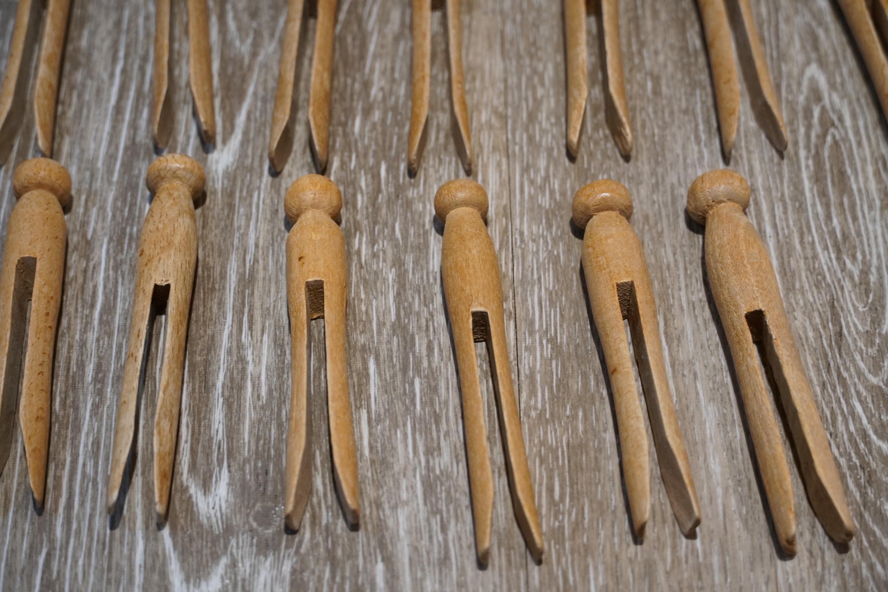 Vintage Round Head Wood Clothes Pins Smooth Finish Honey | Etsy