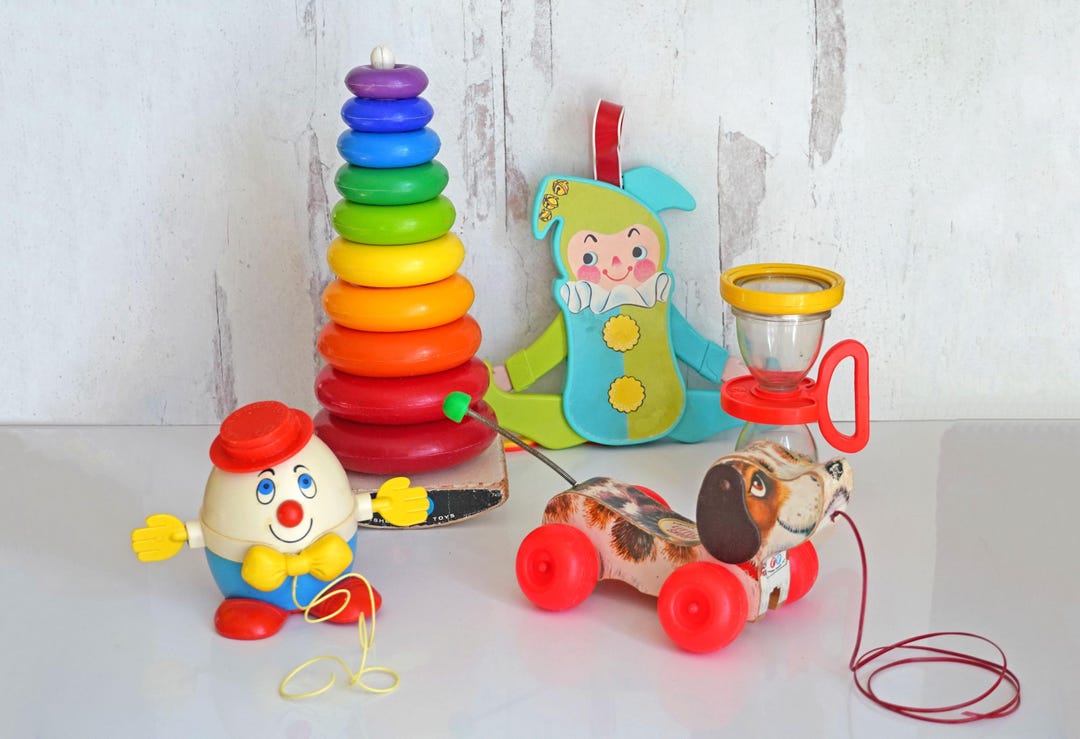 Vintage 1960s - '70s Lot of Fisher Price Toddler Toys, Rock A Stack ...