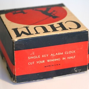 Vintage 1940s Chum Alarm Clock Box, Boy and His Dog Going Fishing ...