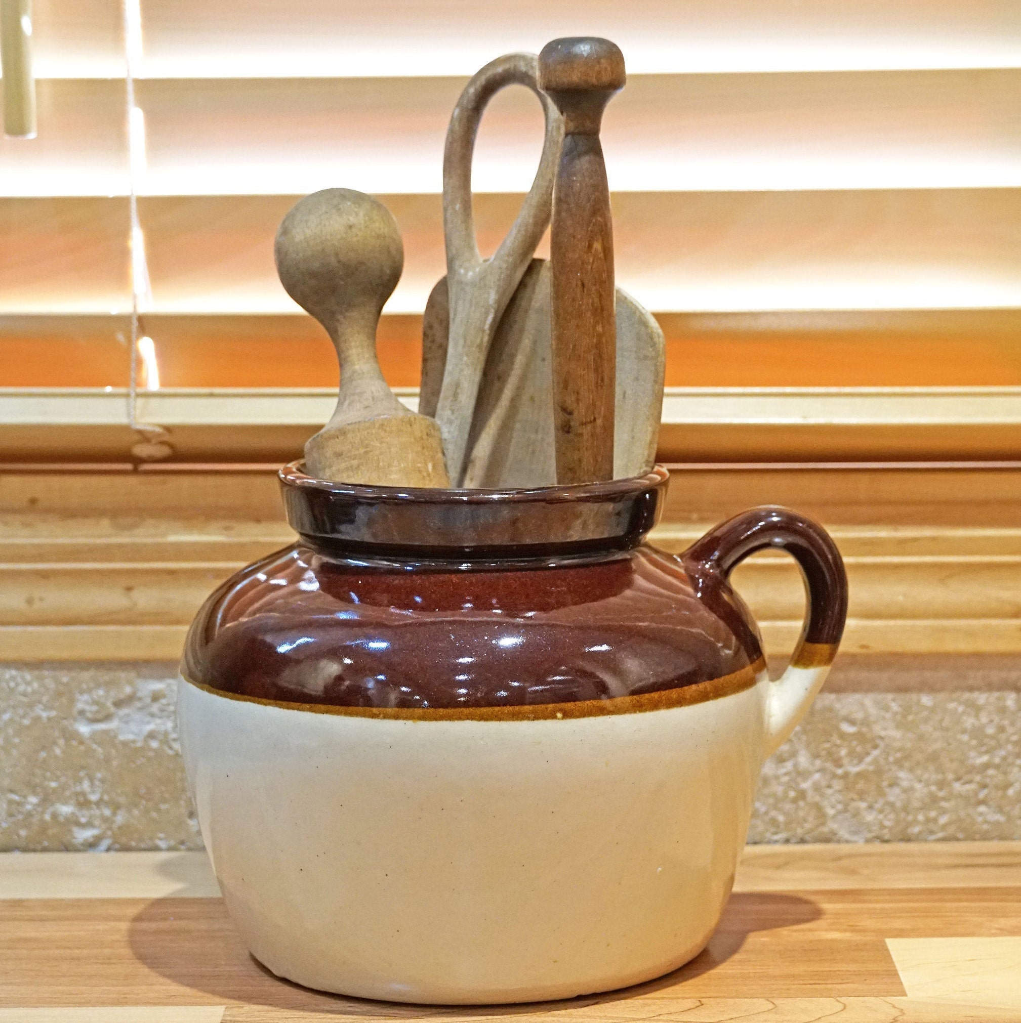 Vintage 1930s-1940s USA Pottery Brown and Beige Drip Glaze | Etsy