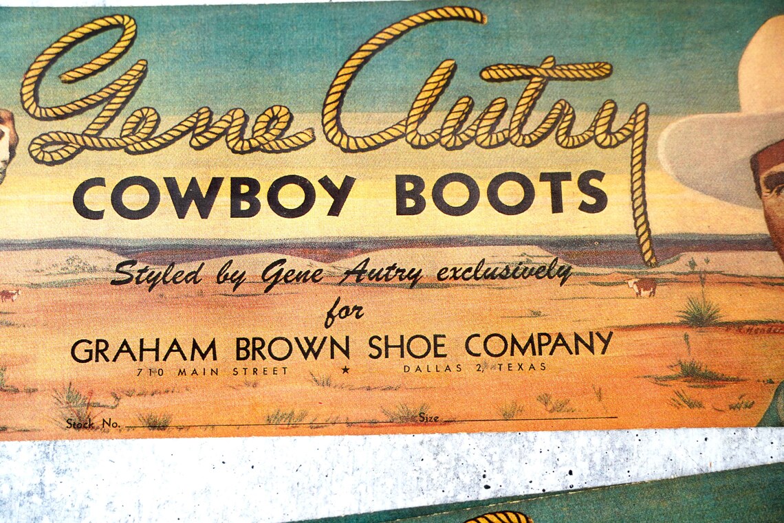 Vintage 1950s Gene Autry Cowboy Boots Box Label New Old - Etsy